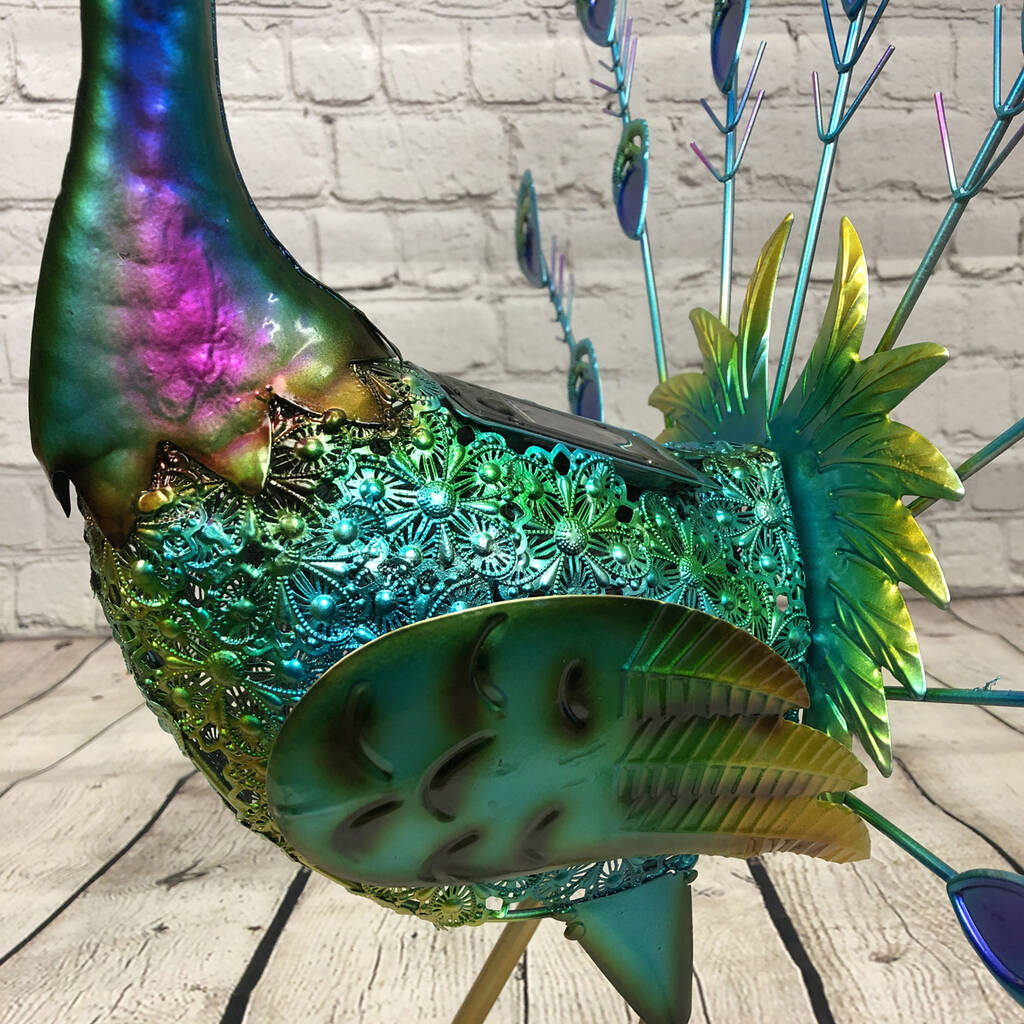Fan Tailed Peacock Solar Light By Garden Selections ...