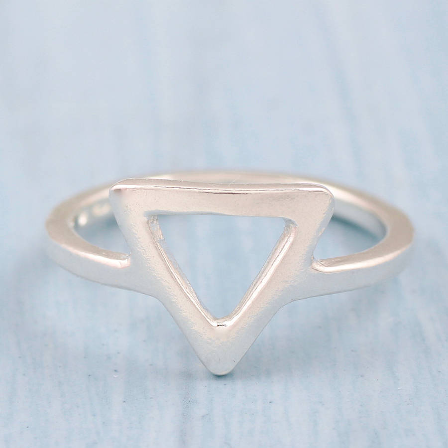 silver heart star triangle square geometric rings by louy magroos ...