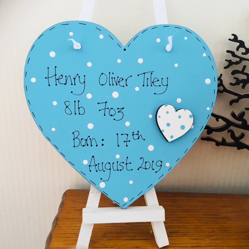 New Baby Personalised Wooden Heart By Craft Heaven | notonthehighstreet.com