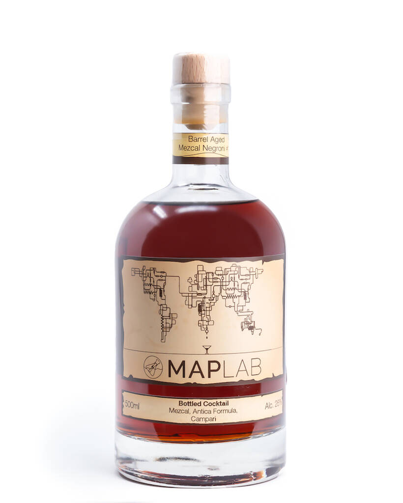 Barrel Aged Mezcal Negroni Handcrafted Bottled Cocktail By MAP Maison