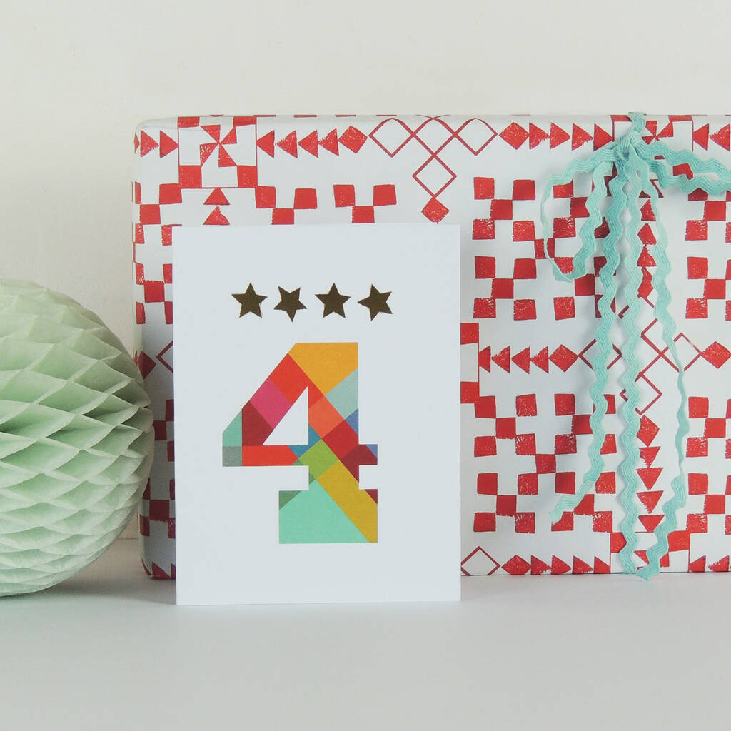 Mini Gold Star Number Four Card By Kali Stileman Publishing ...