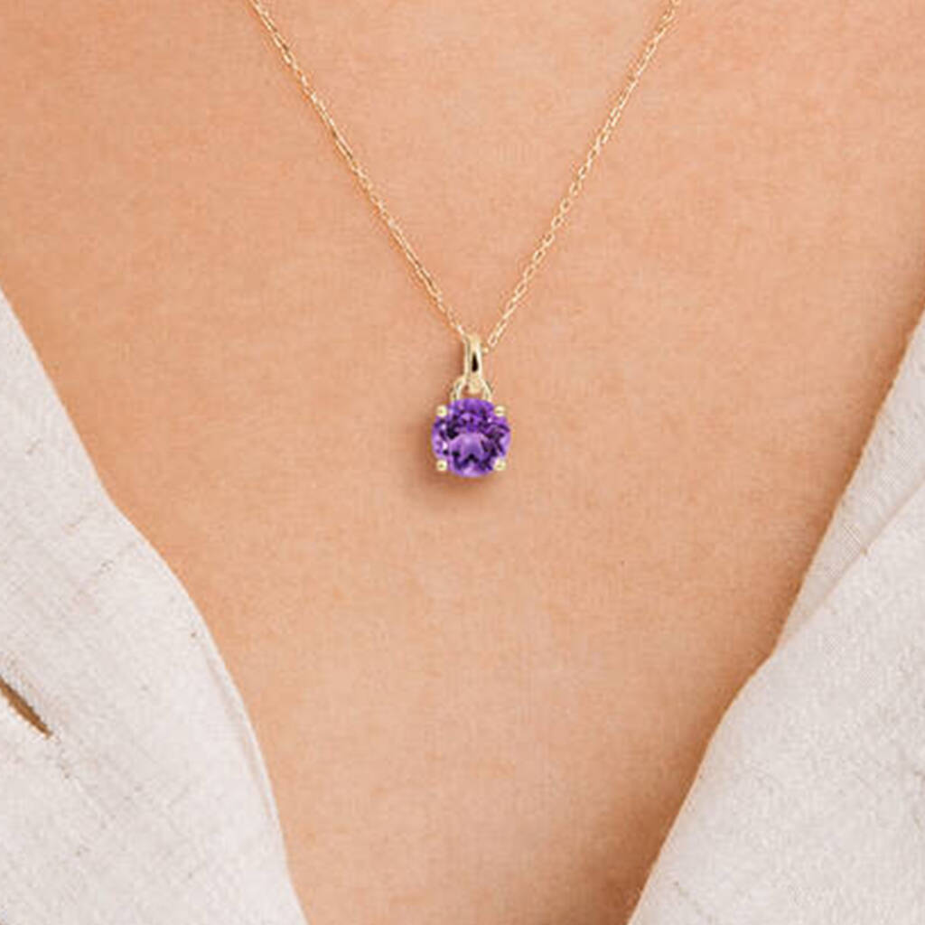 Solid 9ct Yellow Gold February Amethyst Birthstone Necklace By Songs of ...