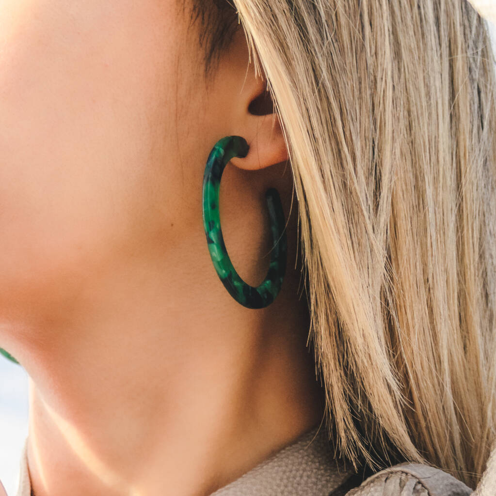 Large Green Tortoise Shell Hoops By Amber & Orange | notonthehighstreet.com