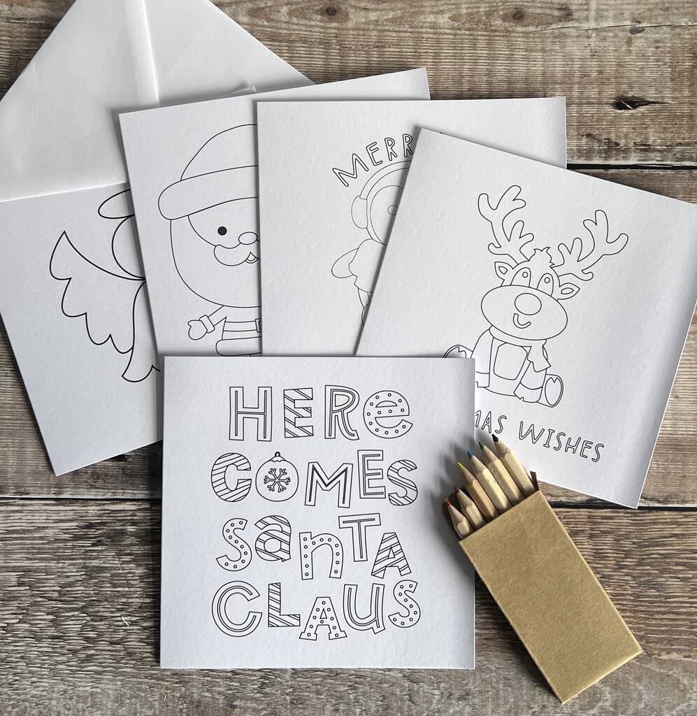 Children's Colour Your Own Christmas Cards Reduced By The Ochre Design ...