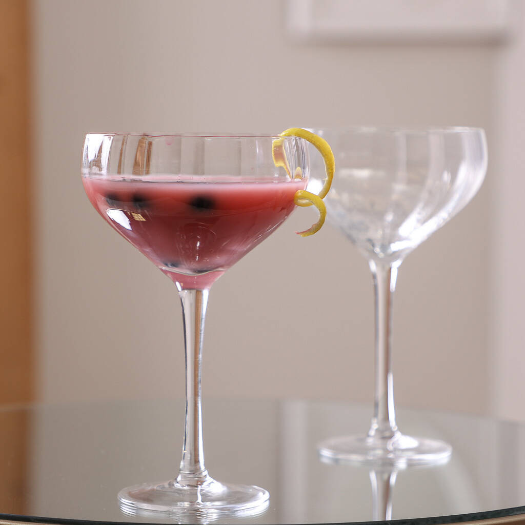 Set Of Four Ribbed Glass Champagne Saucers By Dibor ...