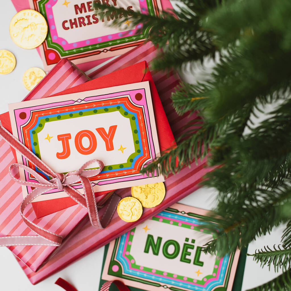 Pack Of Six Colourful Retro Christmas Cards By Natalie Lea Owen