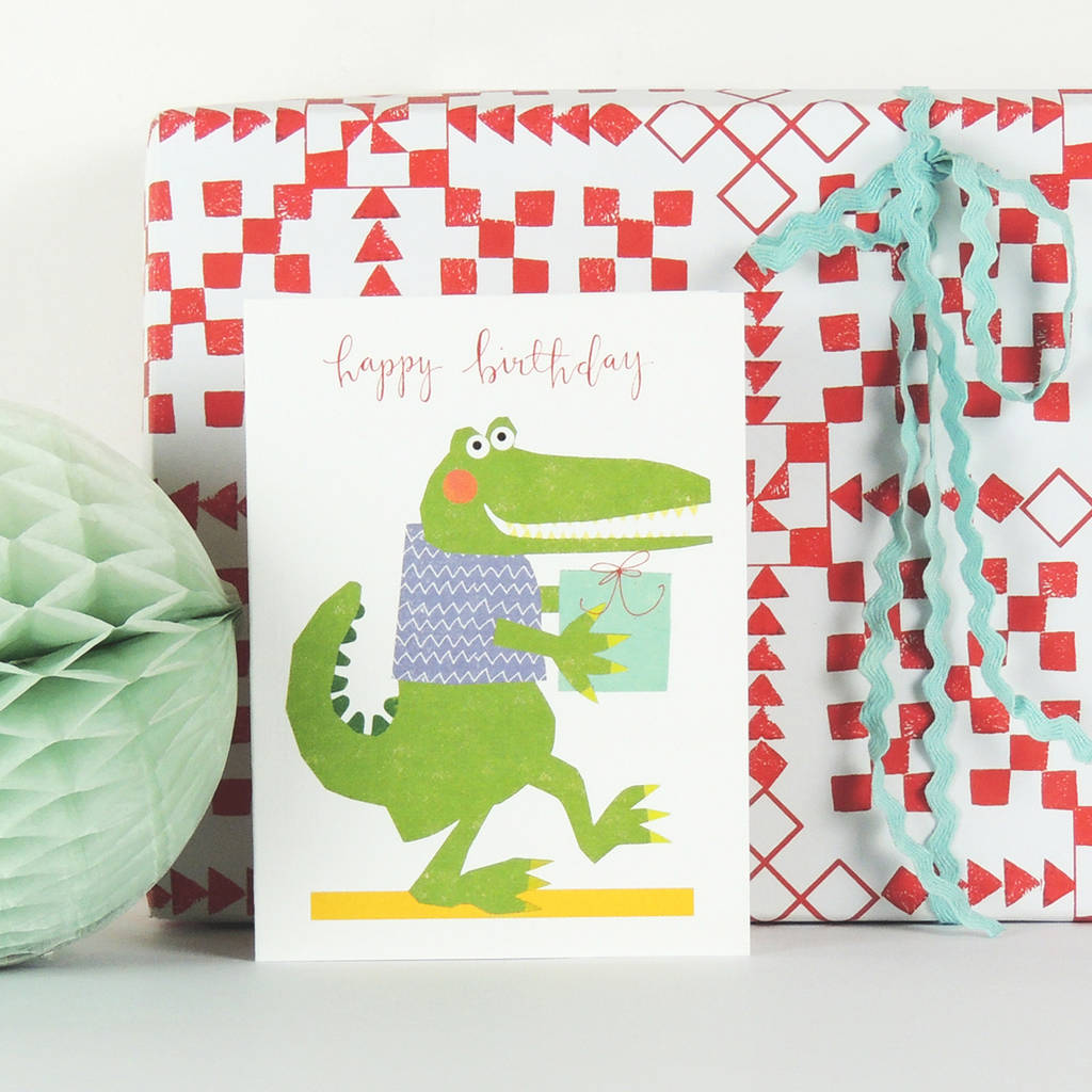 happy birthday crocodile mini card by kali stileman publishing ...