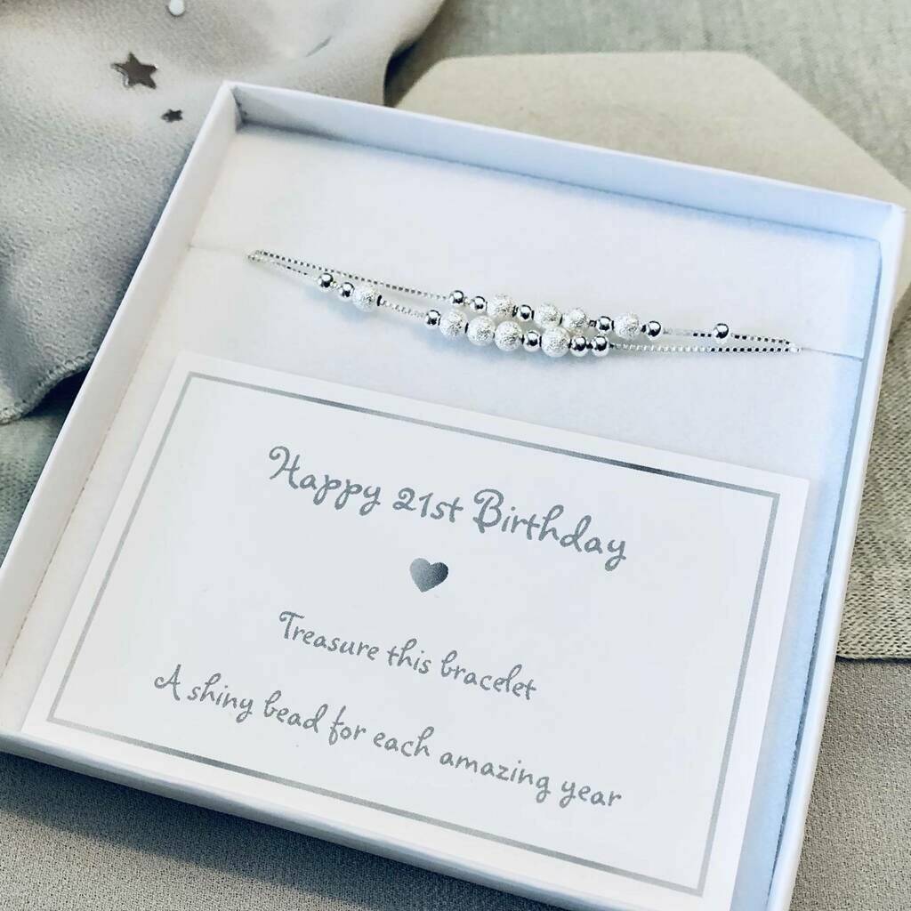 21st Birthday Sterling Silver Ball Bracelet By My Posh Shop ...