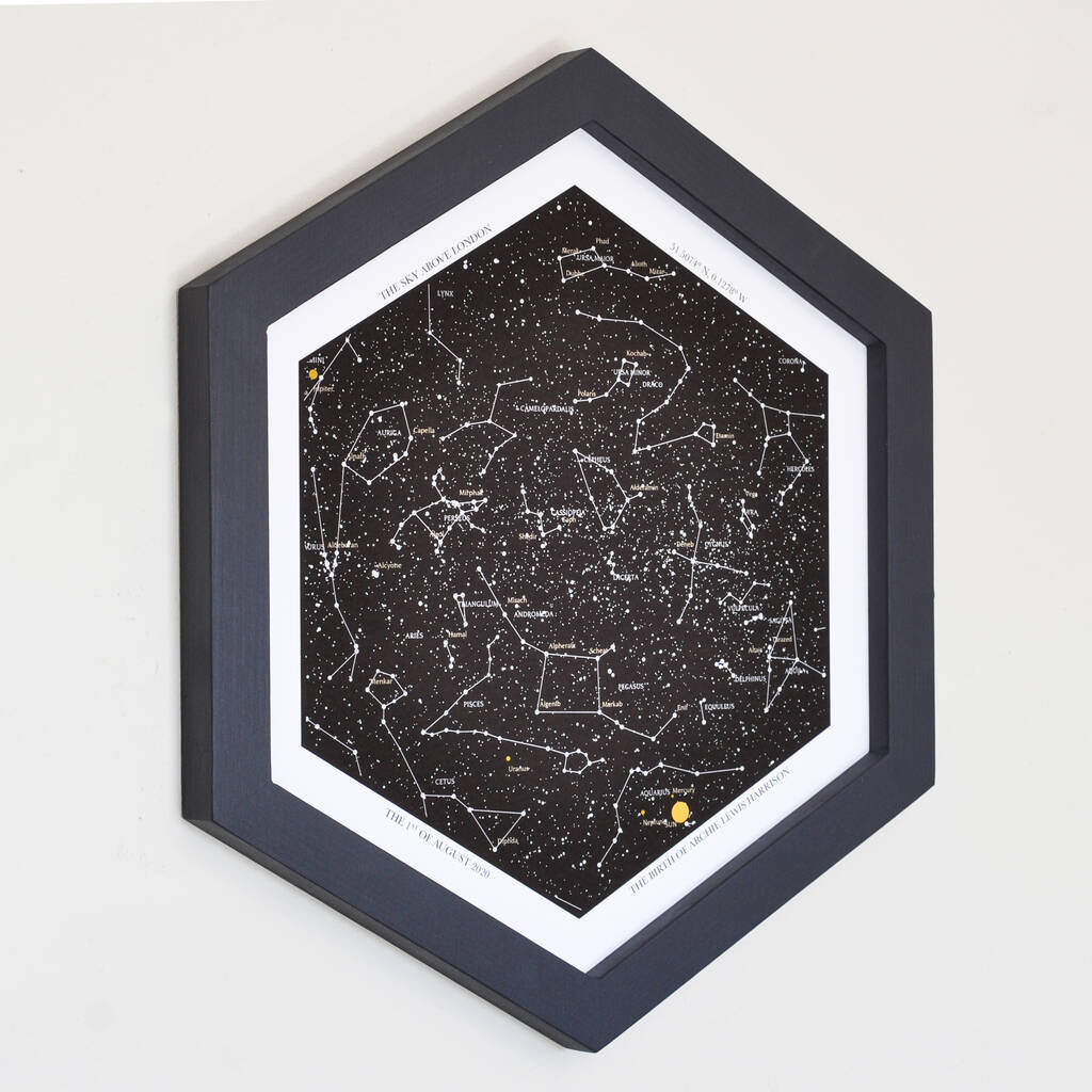 Personalised Star Map With Hexagon Frame By Wuddl | notonthehighstreet.com
