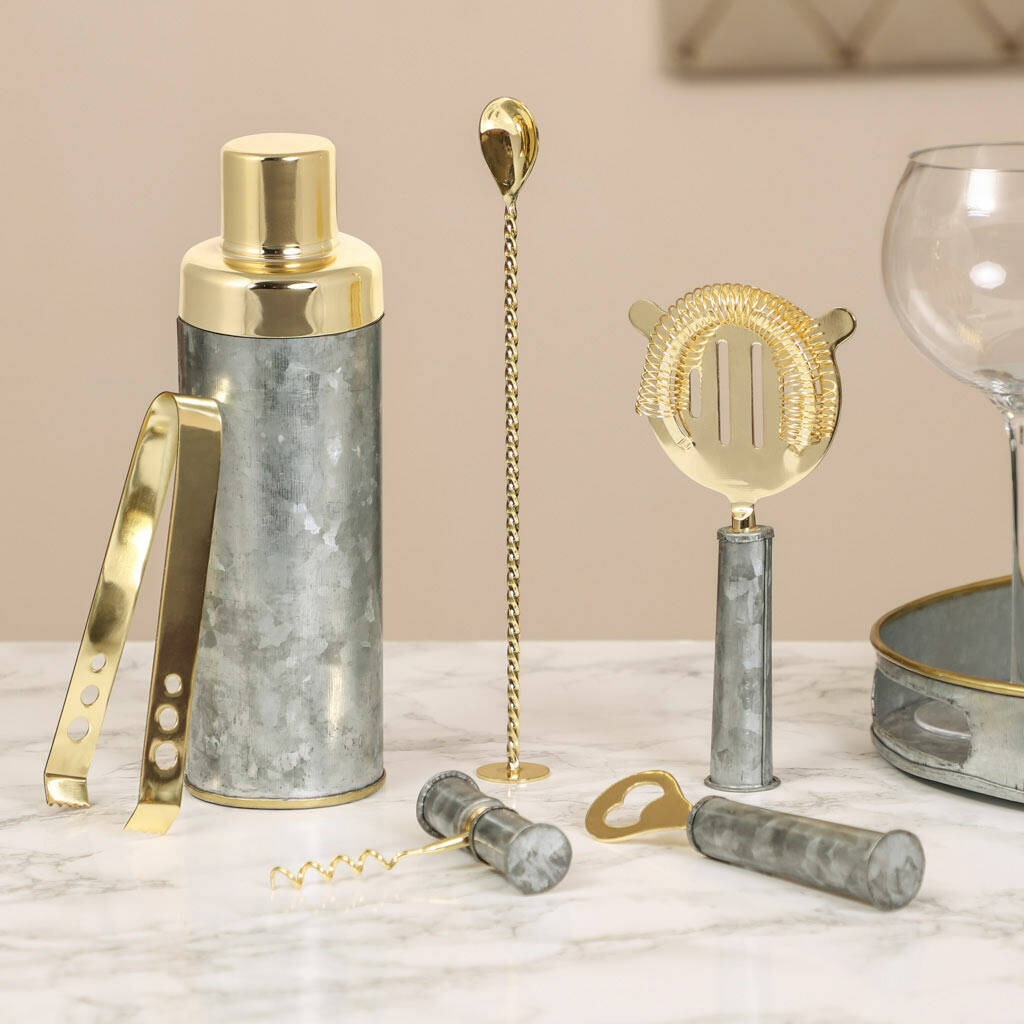 personalised zinc and gold barware drinks tray by dibor ...