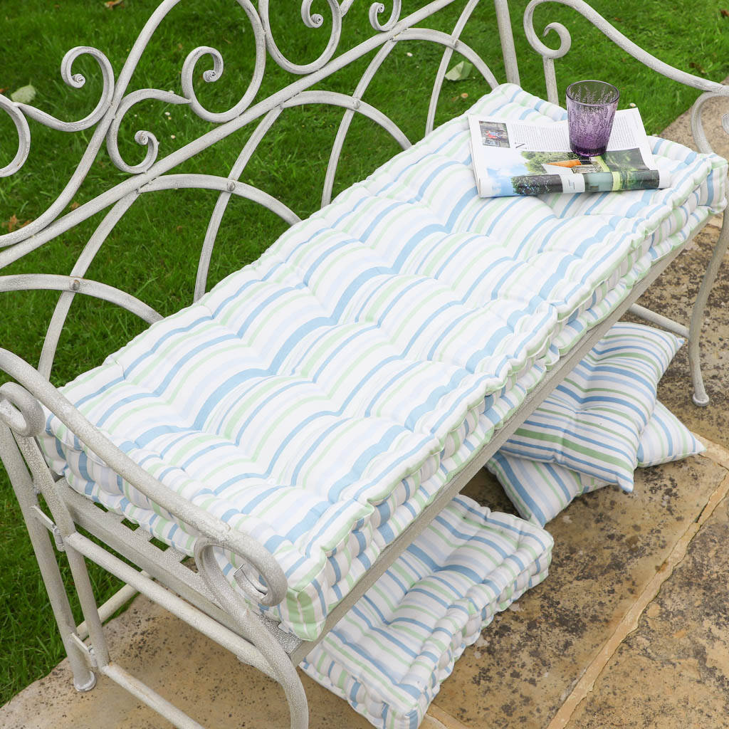Tenby Stripe Garden Bench Pad By Dibor | notonthehighstreet.com
