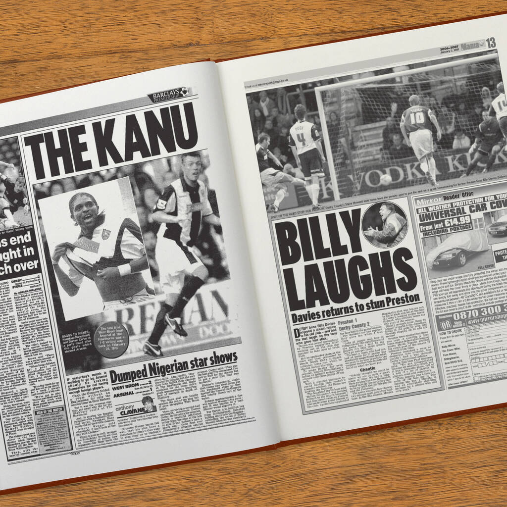 Derby County Personalised Football Newspaper Book By Historic ...