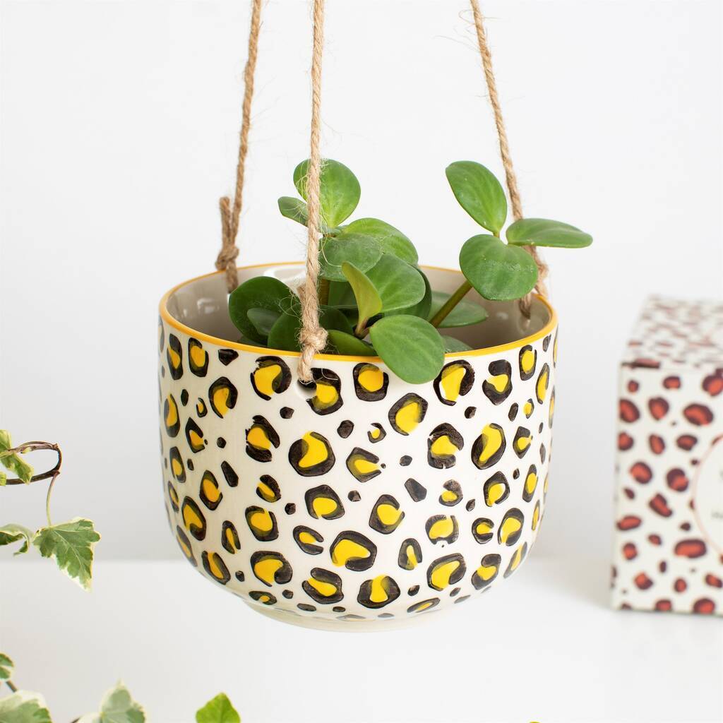 Leopard Pattern Hanging Planter Mothers Day Gift By DingaDing
