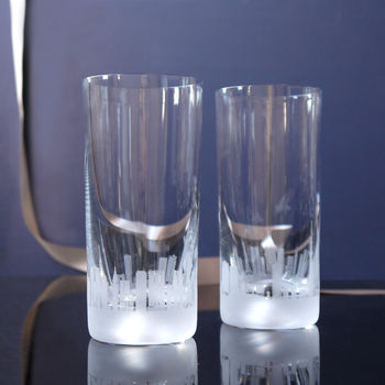 Pair Of Glass Tokyo Skyline Tumblers By Inkerman London ...