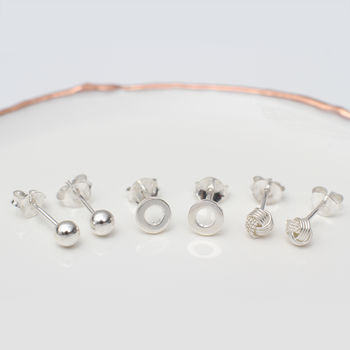 Sterling Silver Set Of Three Stud Earrings By Hurleyburley ...