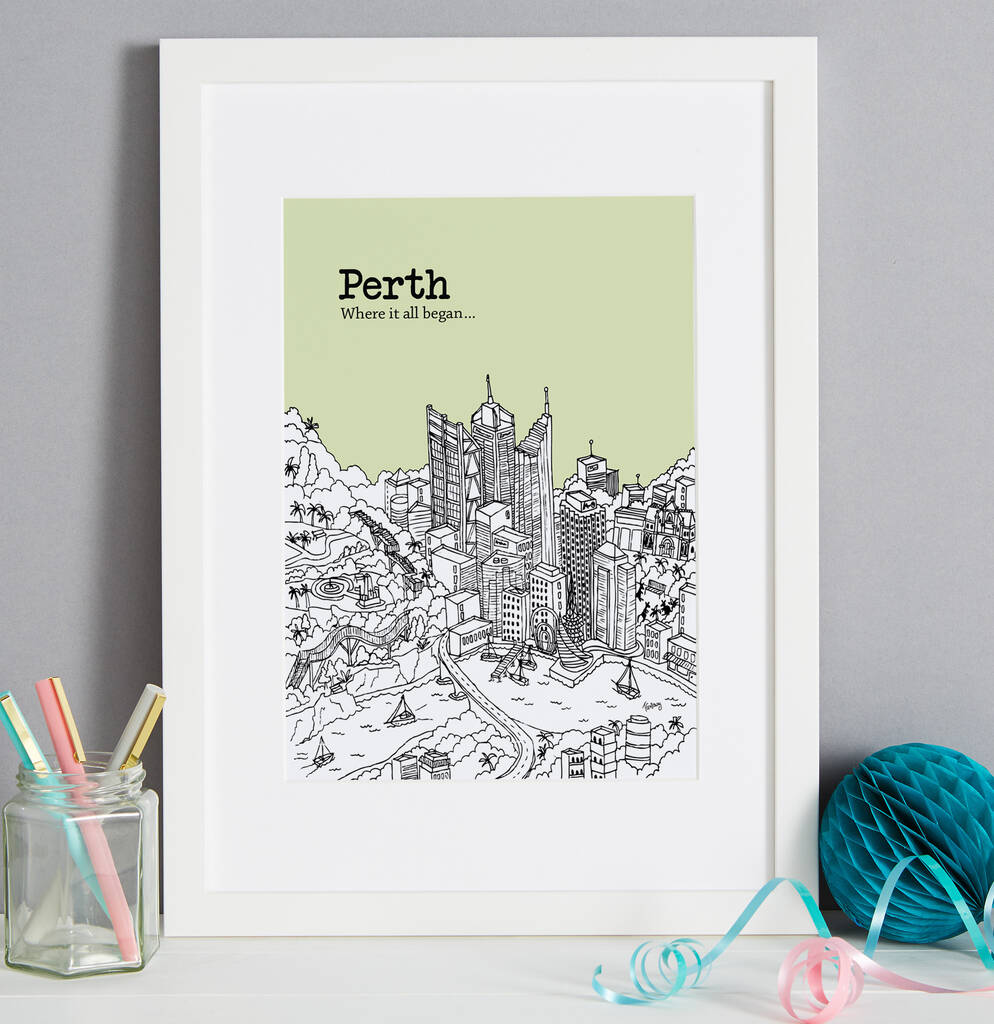Personalised Perth Print By Tessa Galloway Illustration ...