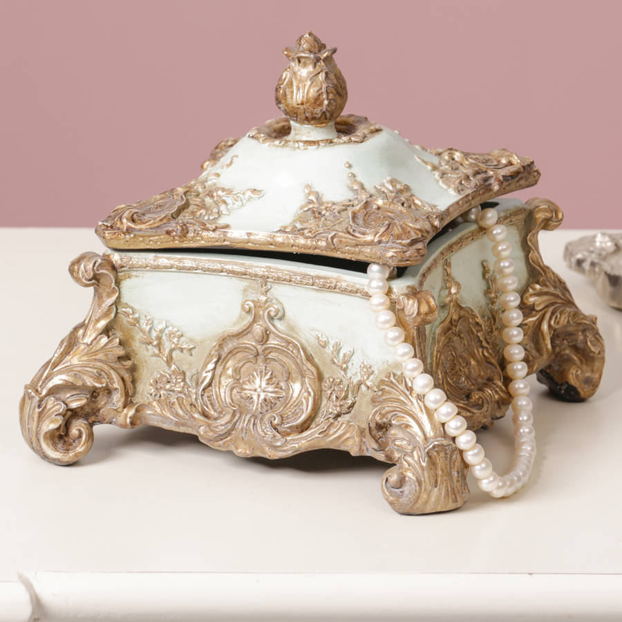 ornate gold and green trinket box by dibor | notonthehighstreet.com