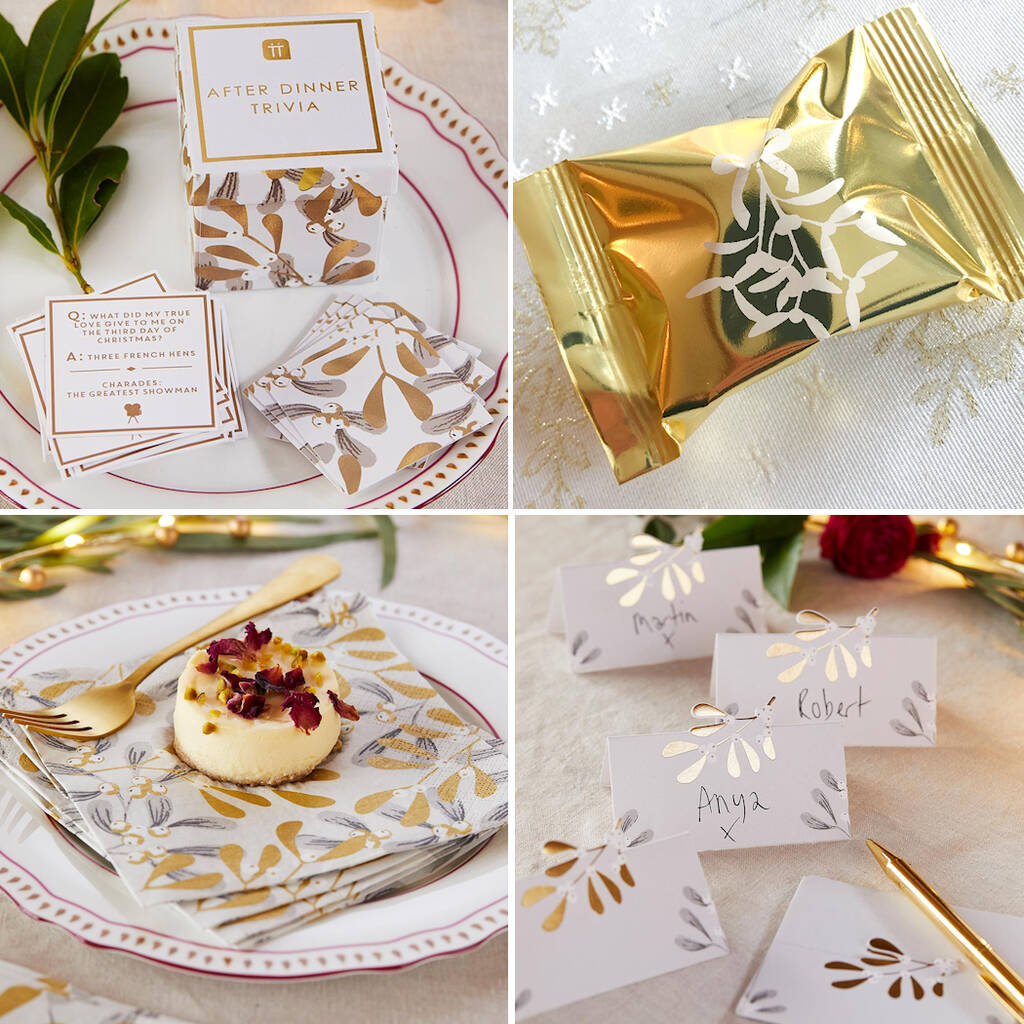 Mistletoe Christmas Table Decorations Pack By Bunting & Barrow ...