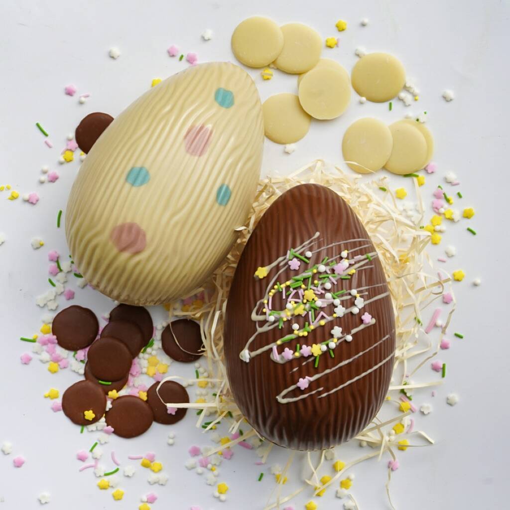 White Chocolate Child's Egg With Milk Chocolate Buttons By Salcombe Dairy