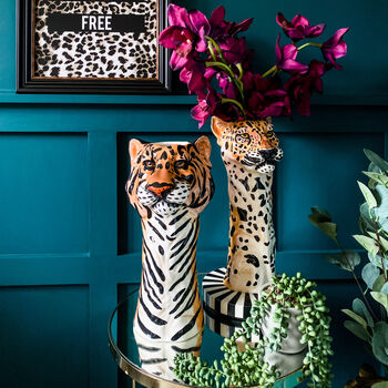 Tiger Head Ceramic Vase By Punk & Poodle