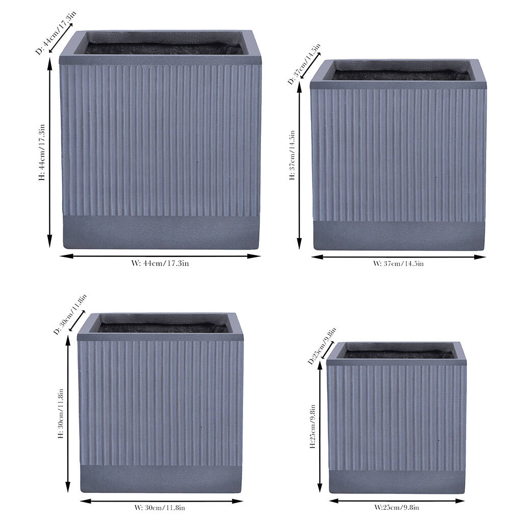 Agri Grey Ribbed Planter By Dibor