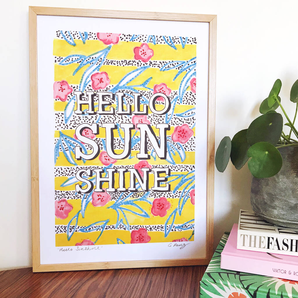 'hello Sunshine' Illustrated Typography Print By Gem Pang Illustration ...