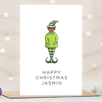 personalised christmas elf card by slice of pie designs ...