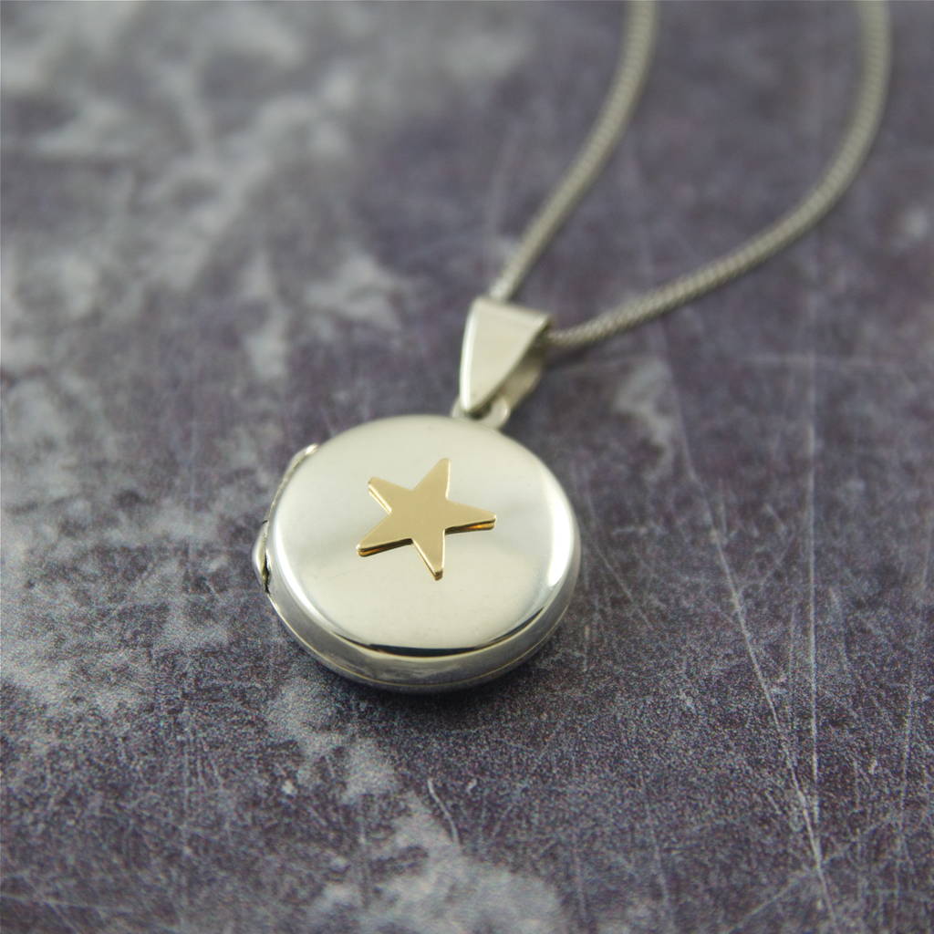 Sterling Silver And Gold Filled Star Locket Necklace By Penny ...