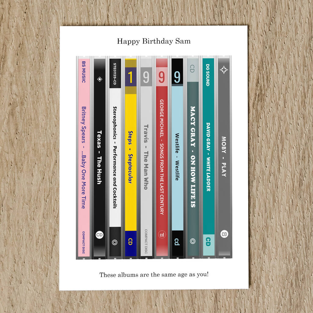 Personalised Birthday Card Year You Were Born CD Music By elevencorners ...
