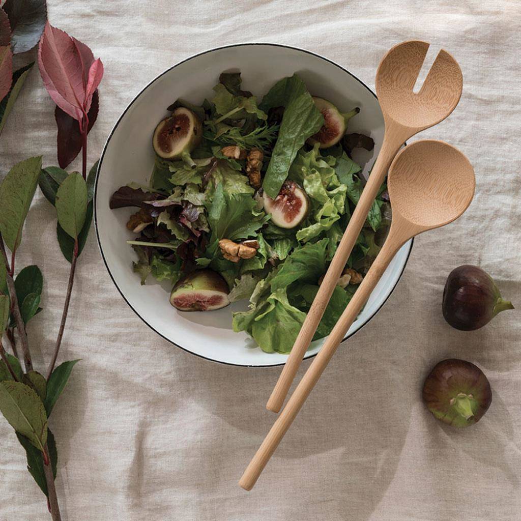 organic bamboo salad servers by green tulip | notonthehighstreet.com