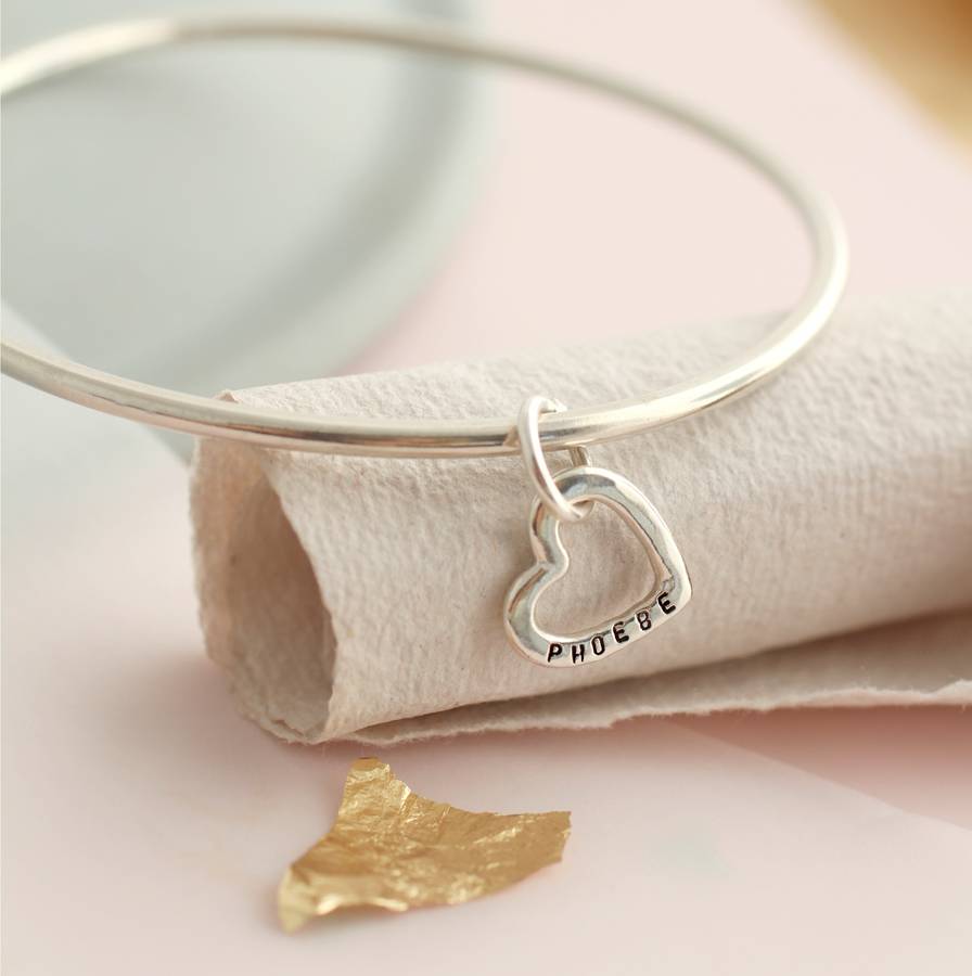 personalised open heart bangle by posh totty designs ...