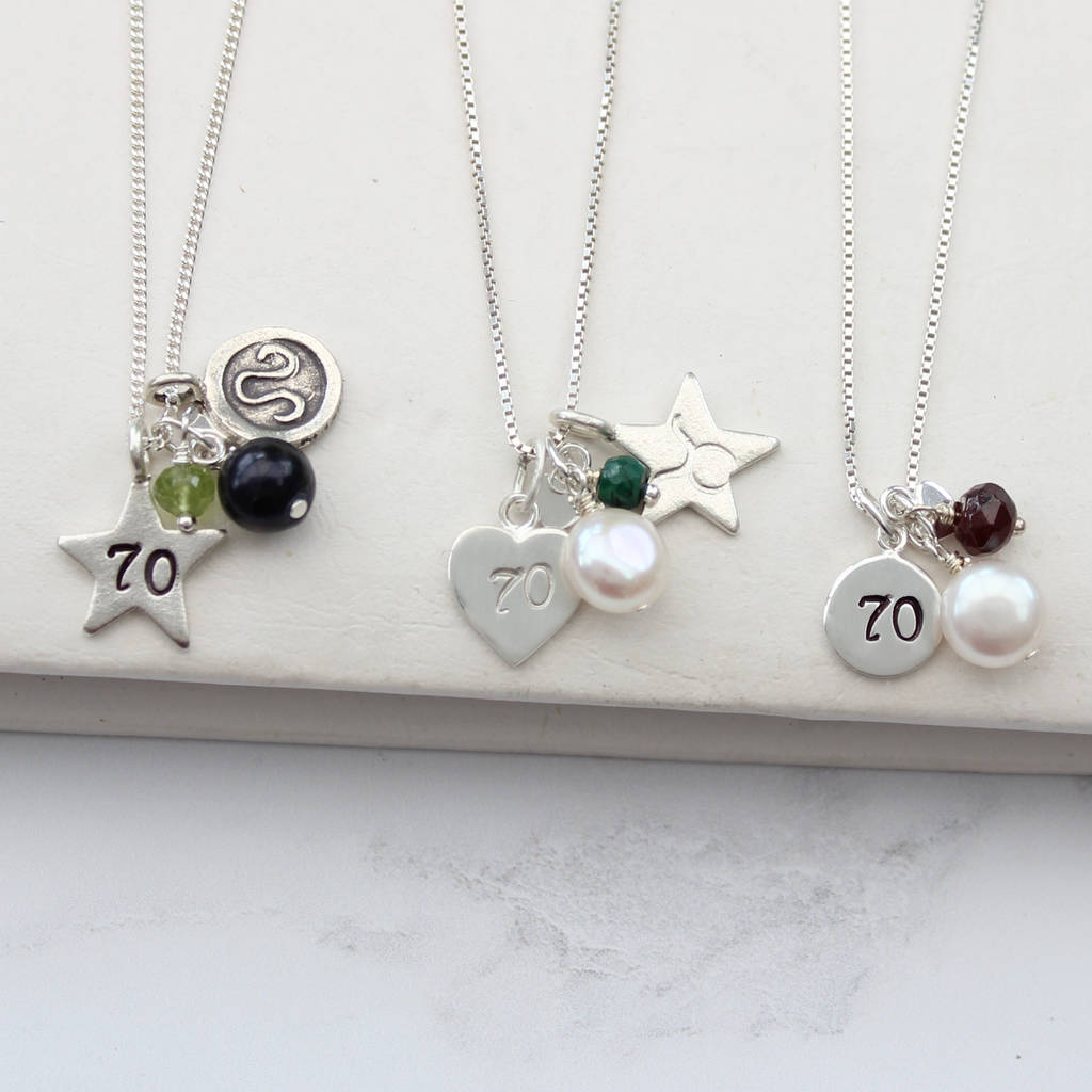 Gifts For 70th Birthday Necklace With 7 Hammered Rings 70th Birthday ...