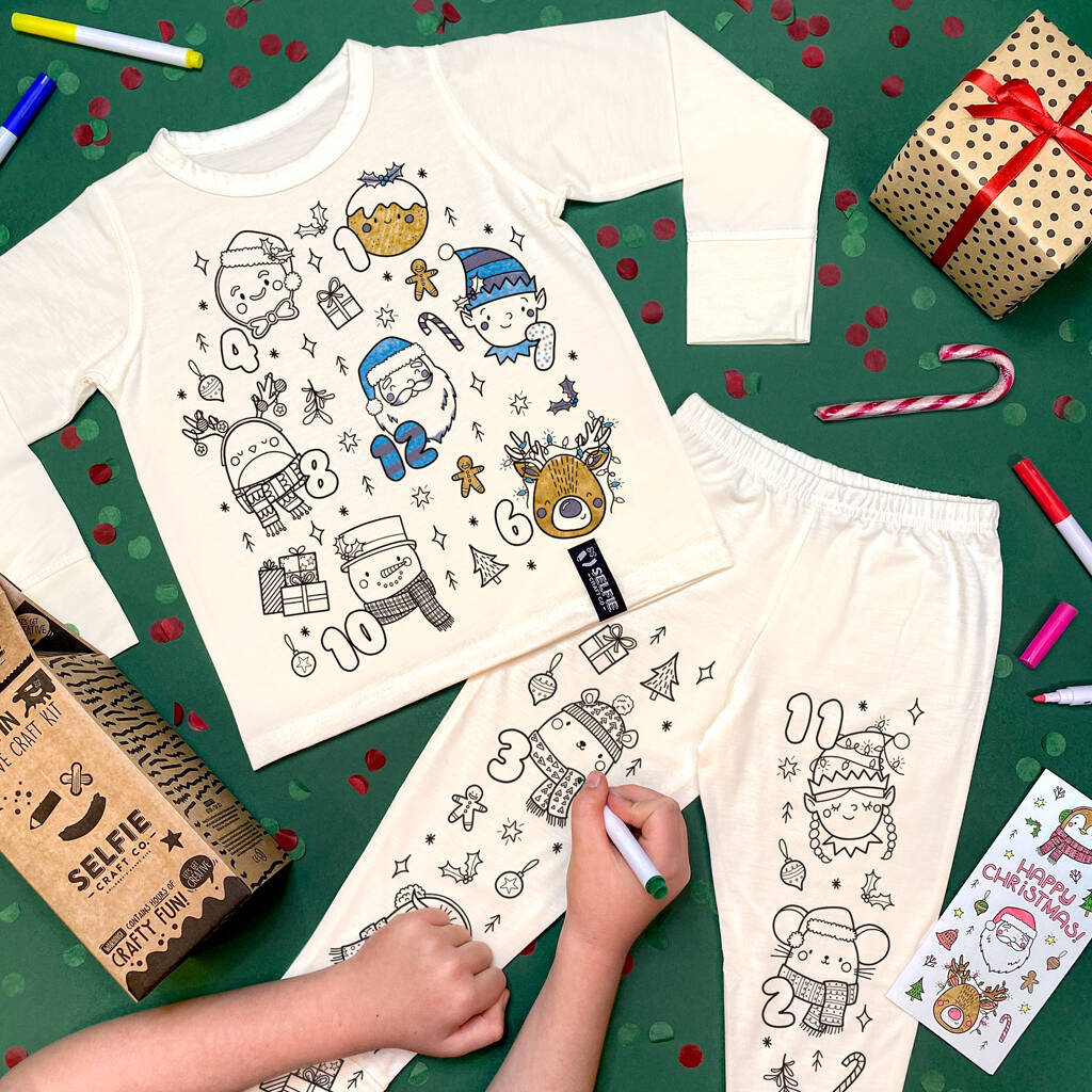 12 Days Christmas Countdown Colour In Pyjama Craft Kit By Selfie Craft ...