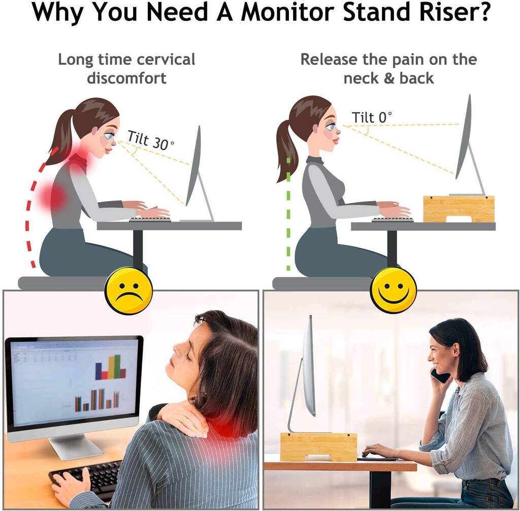 Bamboo Monitor Riser Desk Stand By Momentum