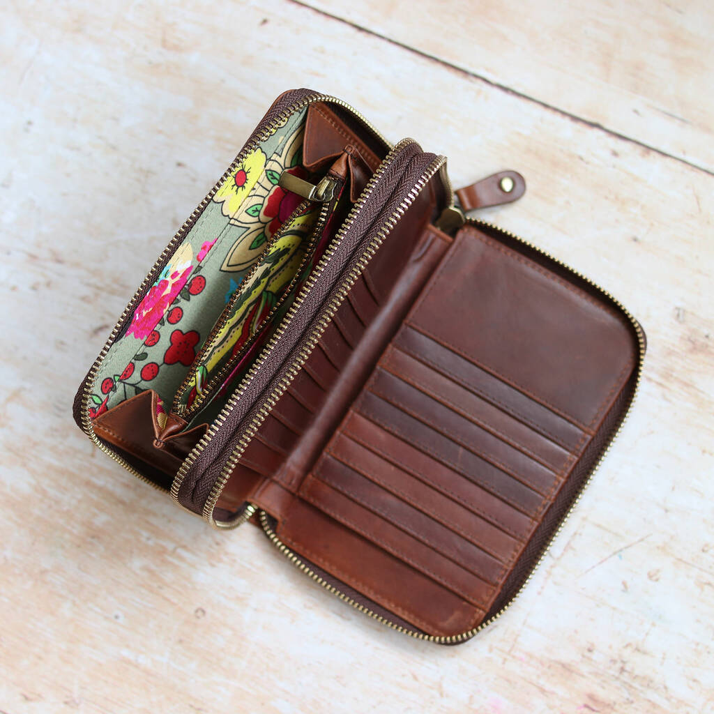 Large Leather Ziparound Purse, Distressed Brown By The Leather Store ...