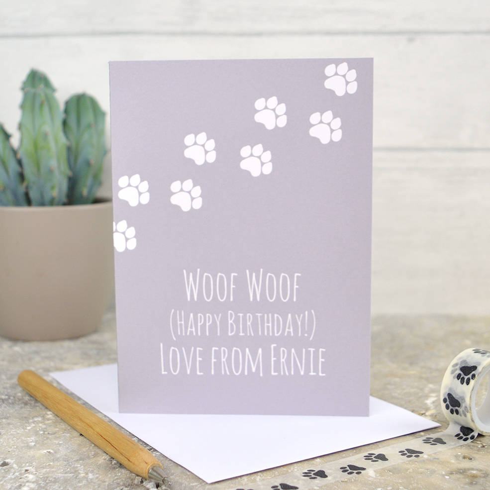 personalised happy birthday from the dog card by pink and turquoise ...