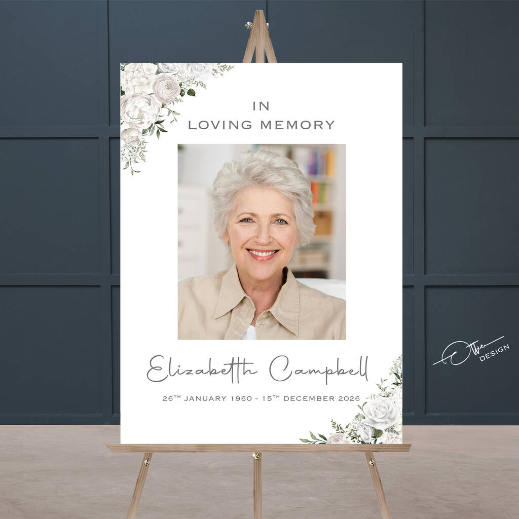 Personalised White Rose Funeral Memorial Sign By Ottie Design ...