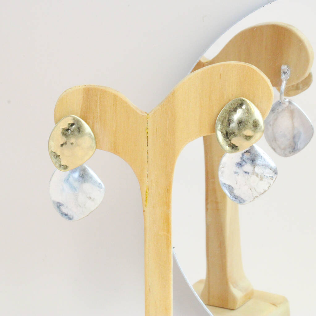 Detachable Gold Plated And Silver Plated Drop Earrings By GY Studios