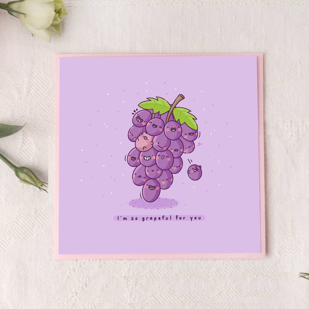 Cute Grapes Greetings Card By Toastedink