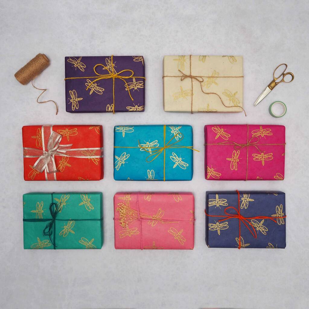 Dragonfly Lokta Gift Wrap By Paper High