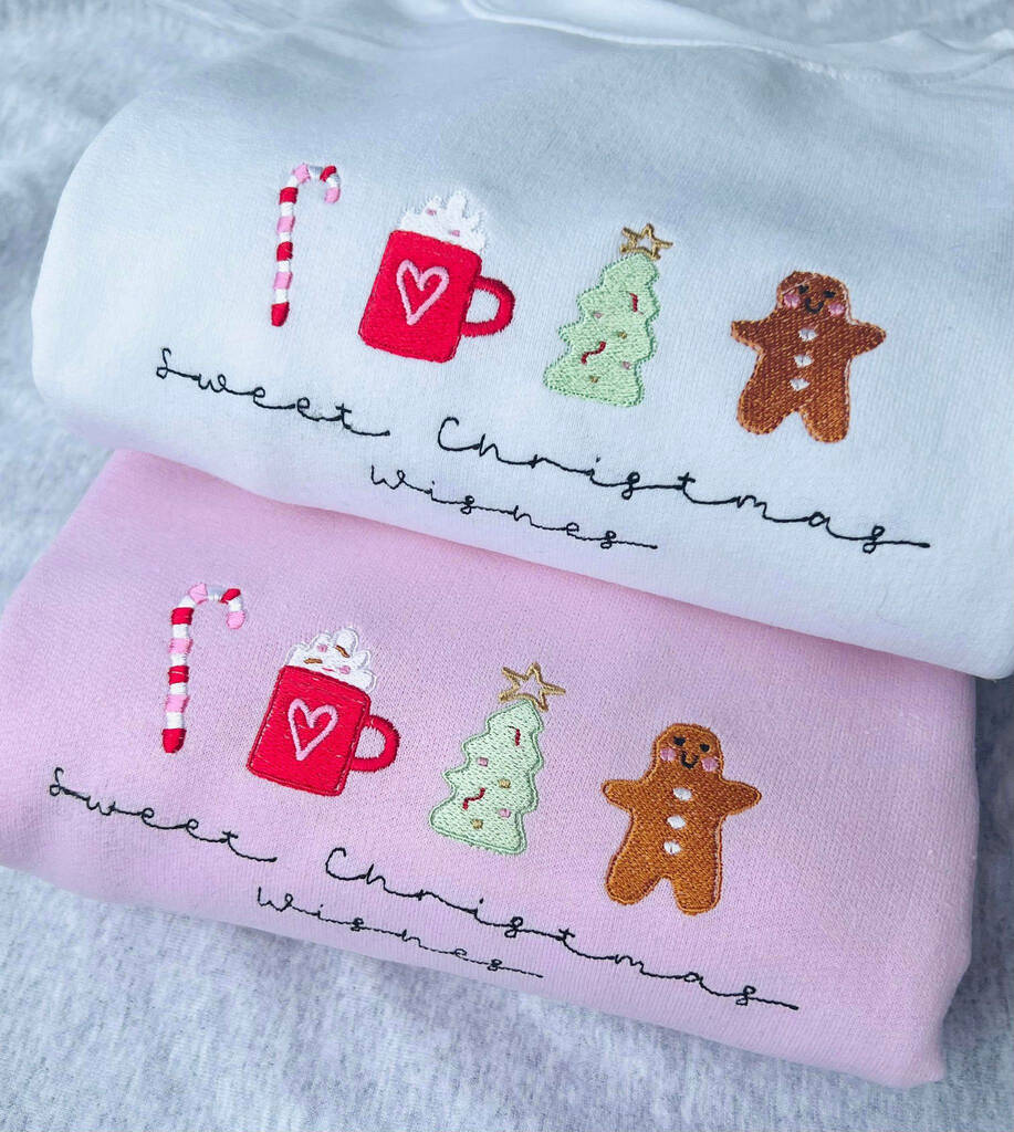 Embroidered Christmas Jumper 'Sweet Christmas Wishes' By Love Jo ...