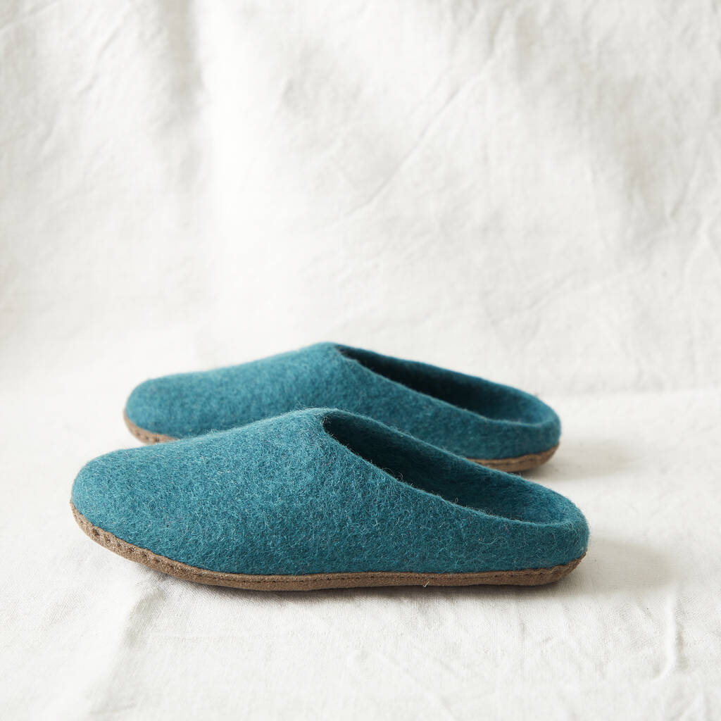 Fair Trade Handmade Eco Felt Mule Slippers Suede Sole By Aura Que ...