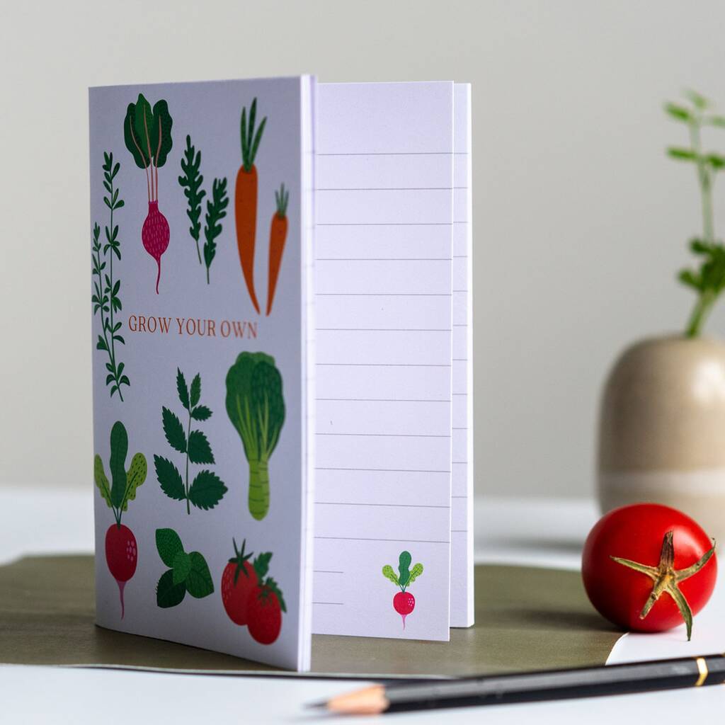 Notebook, A6, Lined, Vegetable Illustrations By Border in a Box