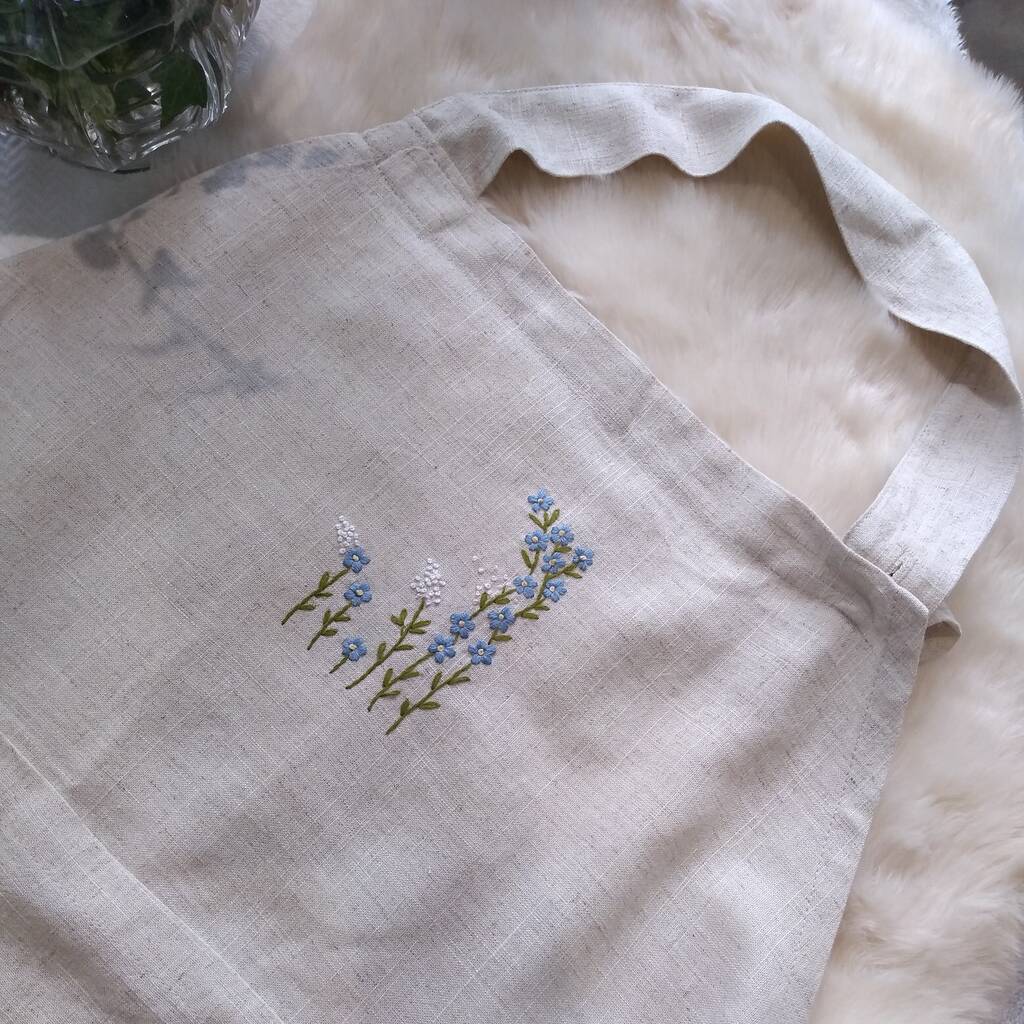 Hand Embroidery Forget Me Not Apron By Southsea Linen ...