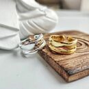 Adjustable Thick Hammered Silver Irregular Wave Ring By The Colourful ...