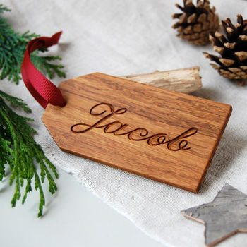 Personalised Wooden Name Tag Decoration By Clara And Macy ...