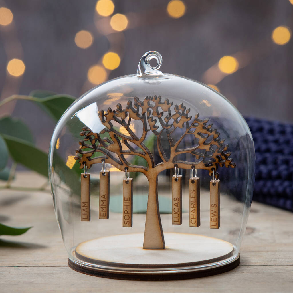 Personalised Wooden Family Tree Dome Decoration By Twenty-Seven ...