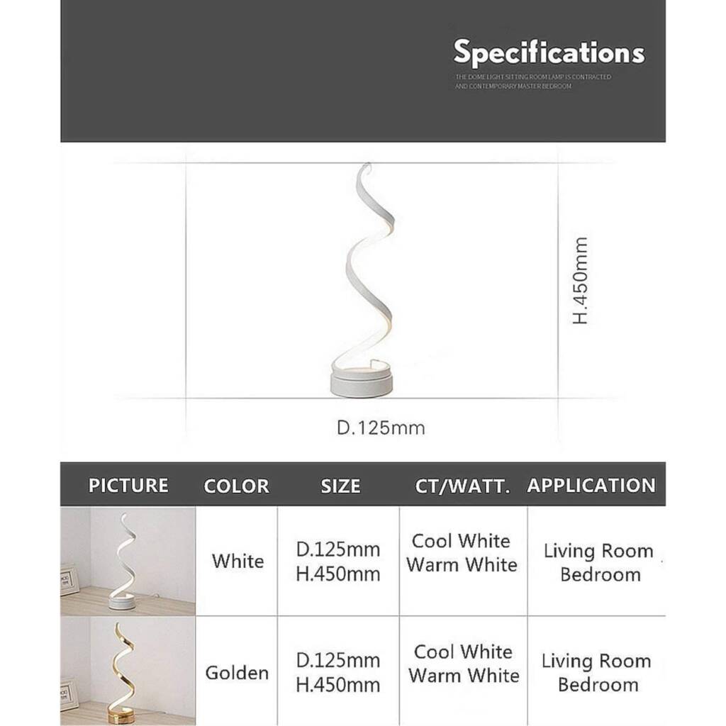 White Spiral LED Table Lamp By Momentum | notonthehighstreet.com