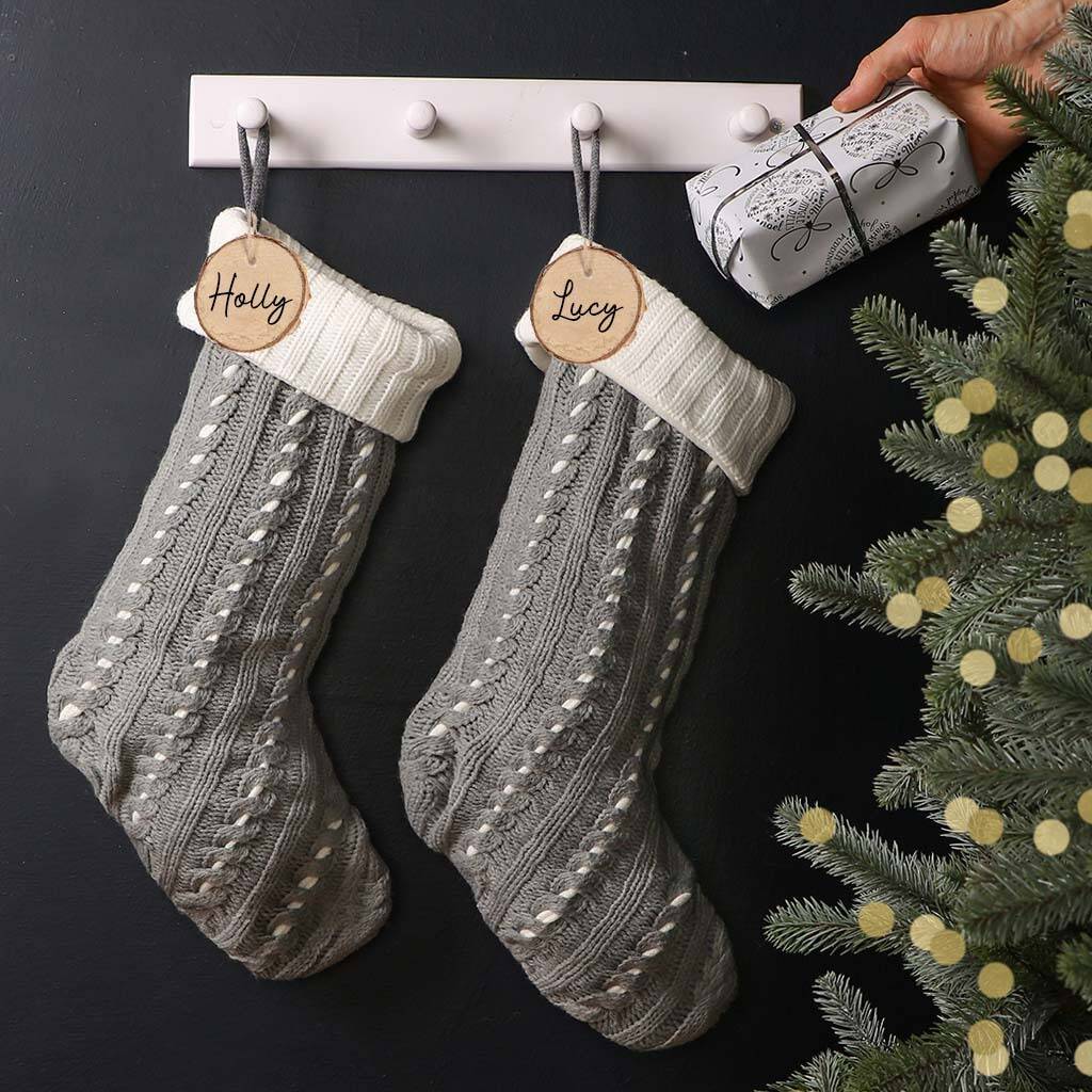 Personalised Nordic Grey Chunky Knit Stocking By Dibor ...