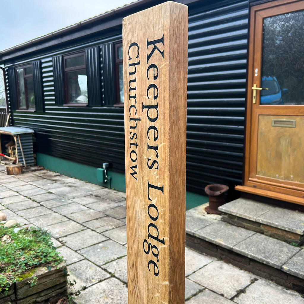 Wide House Sign Post, Made From Solid Oak By Grain Designs ...
